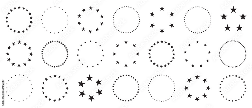 Star circle vector. Stars of various sizes arranged in a circle.Round ...