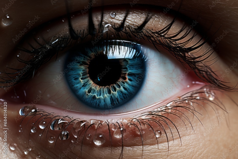 Unveiling Emotion: A Dramatic Depiction of Teardrops on Eyelashes in ...