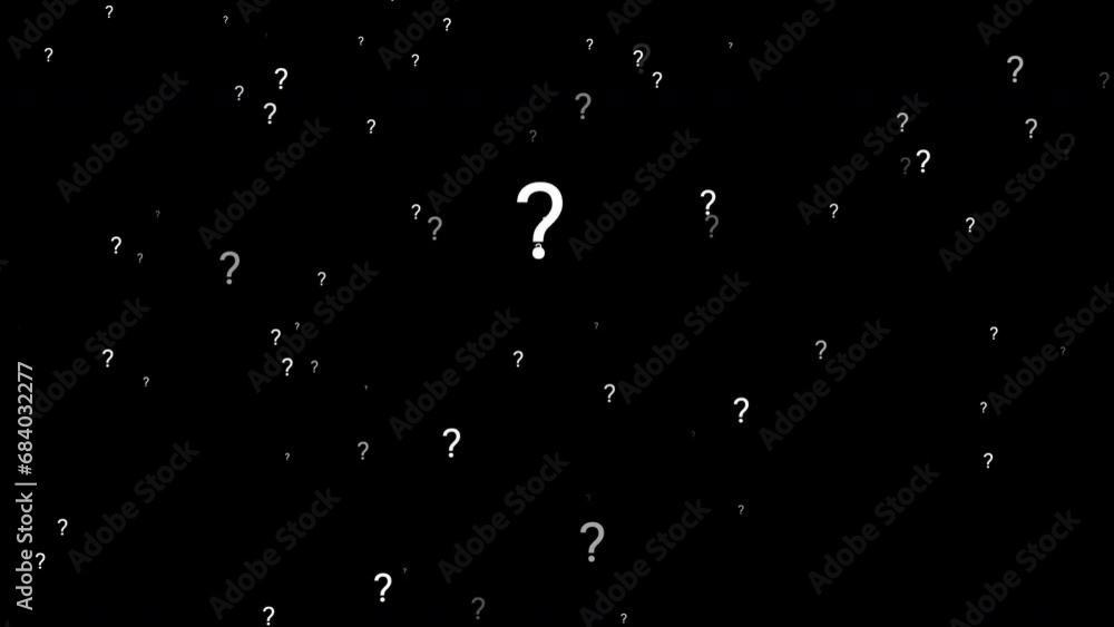 Question marks Animation moving on alpha channel black background. Full ...