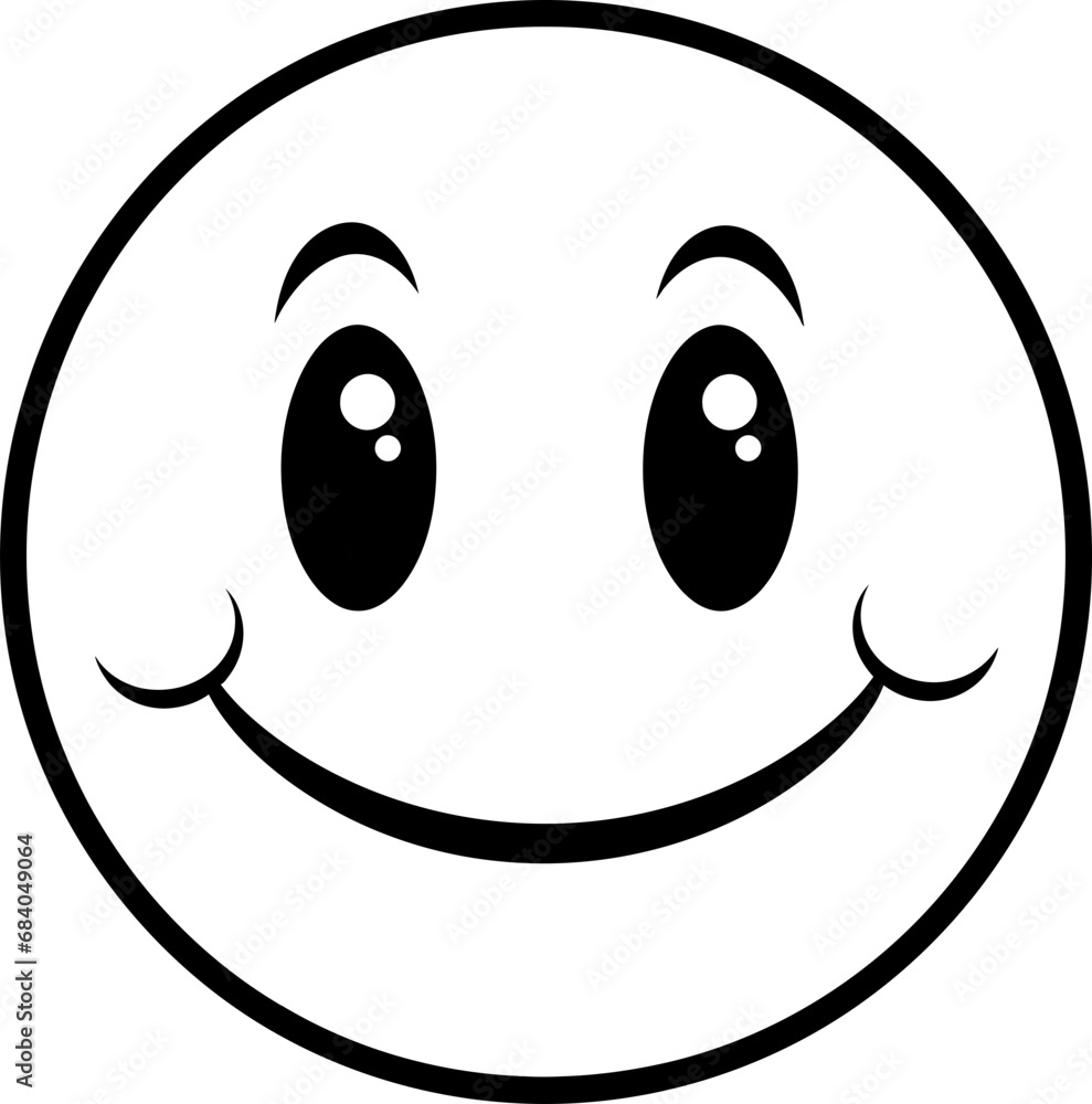 Cute emoji coloring page black and white Stock Vector | Adobe Stock