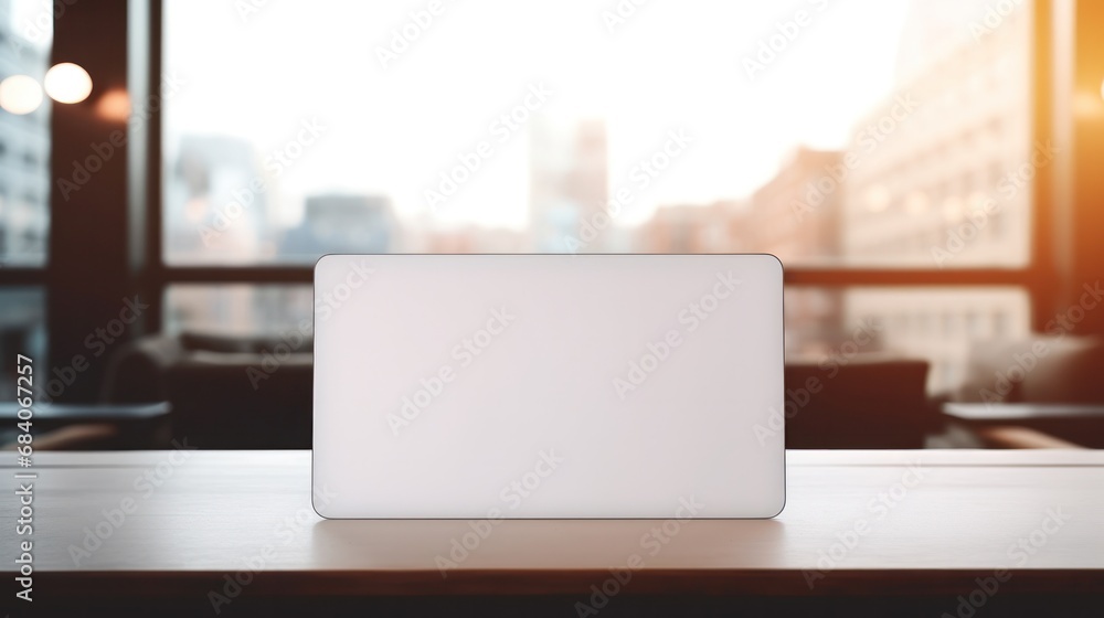 empty table with blur background of computer, Advertisement, Print ...