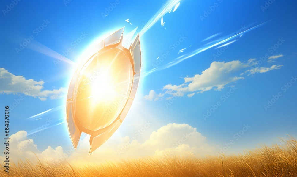 Protected shield from the sun's rays - background for product. Force ...