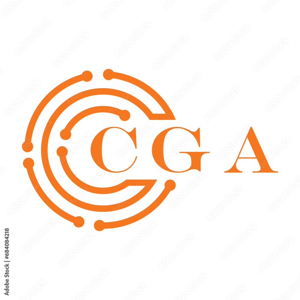 CGA letter design. CGA letter technology logo design on white ...
