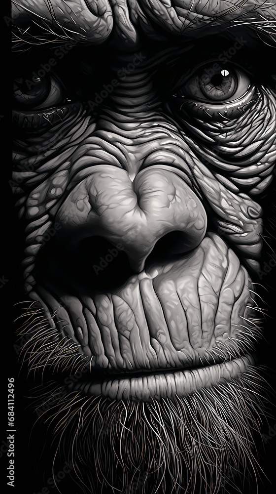 Absurd hyper-detailed scratch art In the style of black and white hyper ...