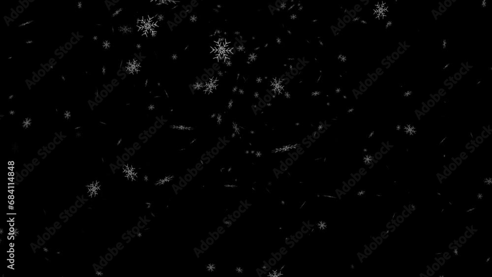 snowflake falling endless loop slow motion animation with transparent ...
