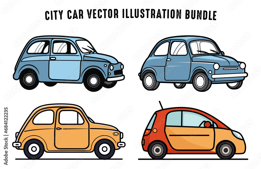 City Car flat vector bundle, Set of city transport Car illustration ...