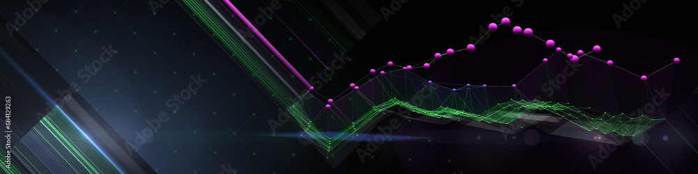 Abstract background chaotic wireframe grid from color spheres and ...
