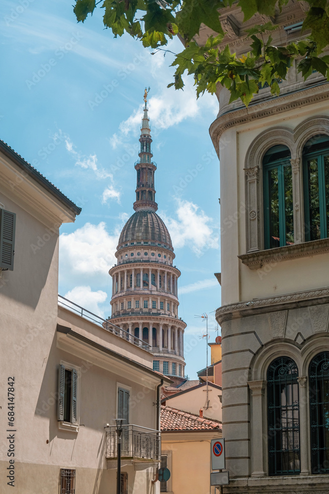 Cupola of San Gaudenzio Basilica in Novara city, Italy. Dome and belfry ...