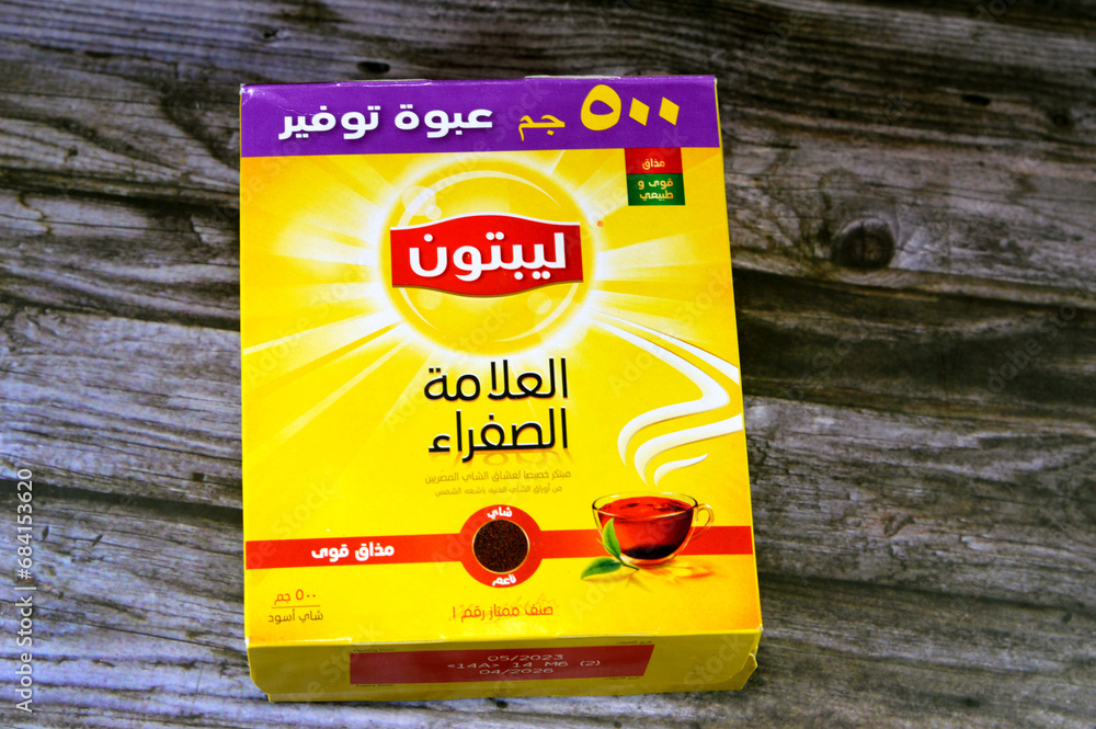 Cairo, Egypt, November 23 2023: Lipton black dust tea, strong natural ...