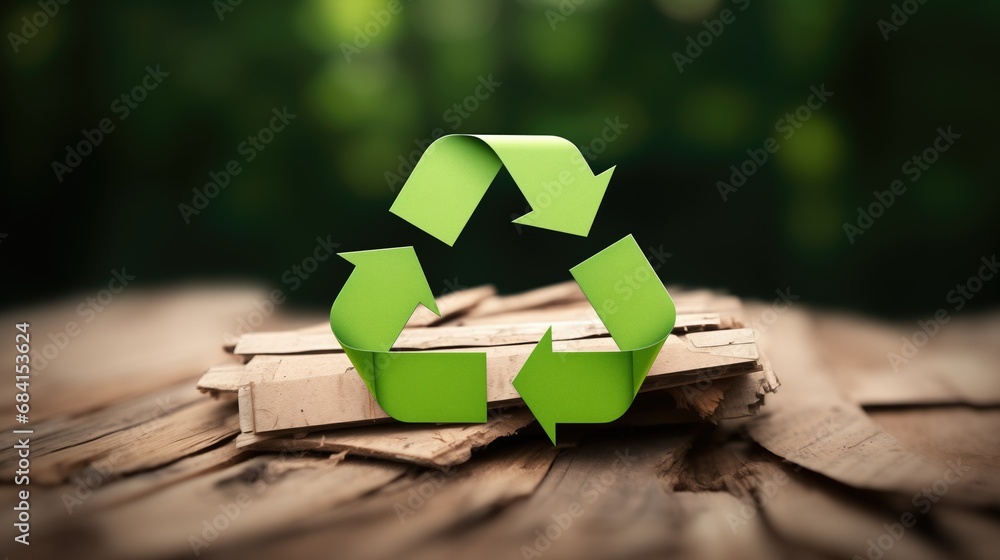 Vibrant, hyper-realistic stock image of a recycling symbol. Sharp-focus ...