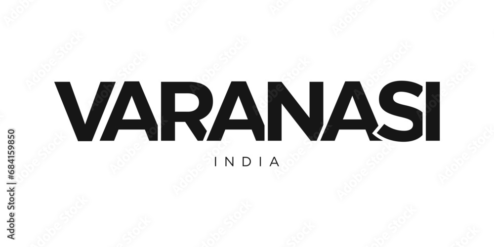 Varanasi in the India emblem. The design features a geometric style ...