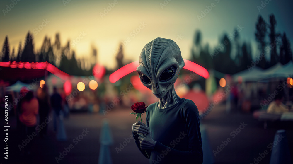 Aliens Among Us. An extraterrestrial being dressed as a human in an ...