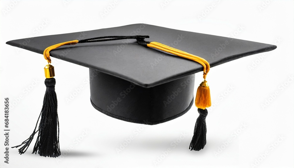 graduation hat academic cap or mortarboard in black isolated on white ...