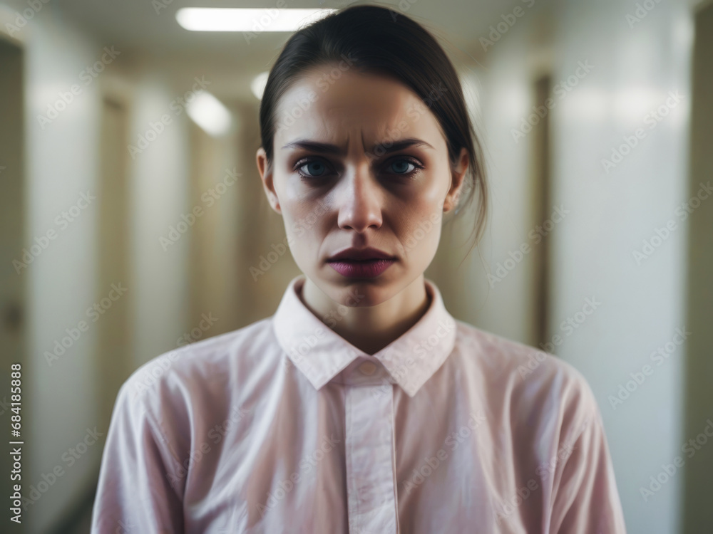 woman with mental health difficulties, delusions, disorders ...