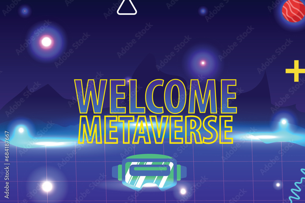 Vector metaverse technology background, another world Vr reality ...