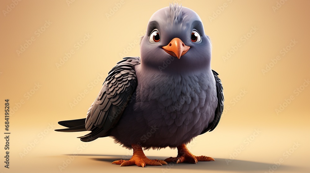Pigeon bird. Flat cartoon character design. Colorful bird icon. Cute ...
