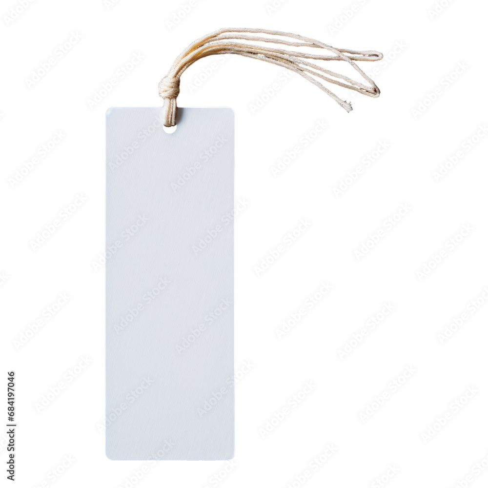 blank white price tag or bookmark with Twine Mockup isolated on a ...
