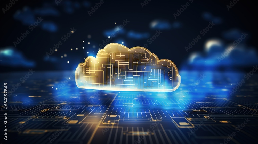 Futuristic Cloud Computing Concept with Holographic Cloud Icon and ...