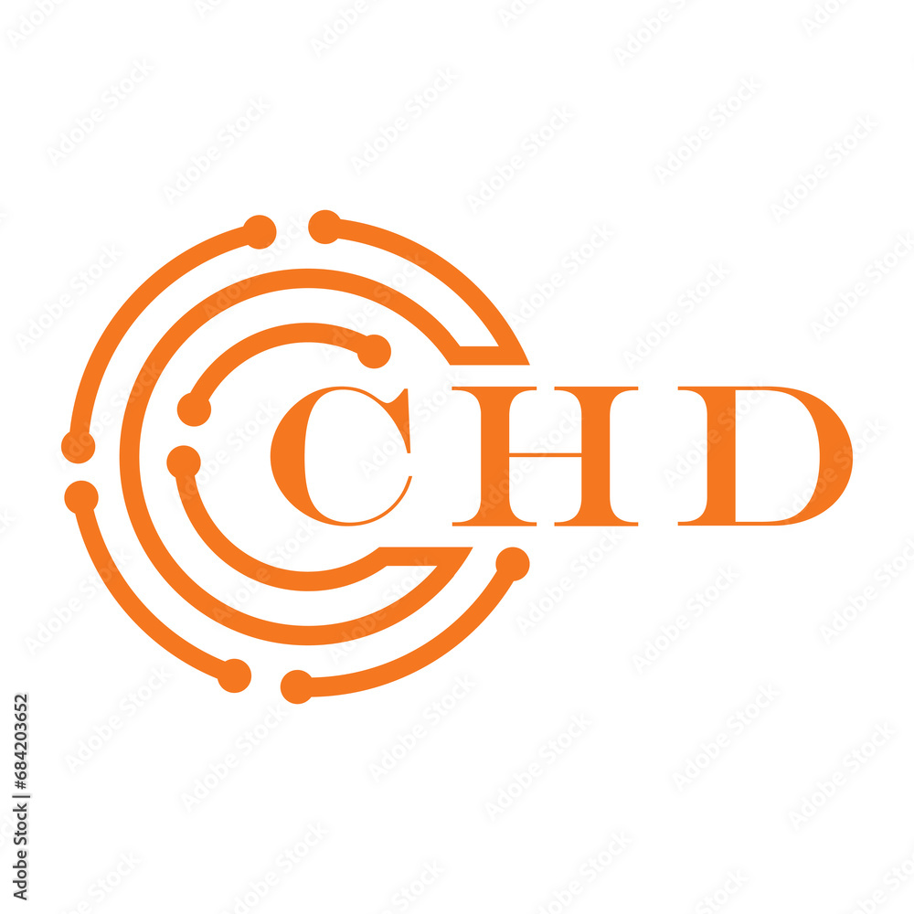 CHD letter design. CHD letter technology logo design on white ...