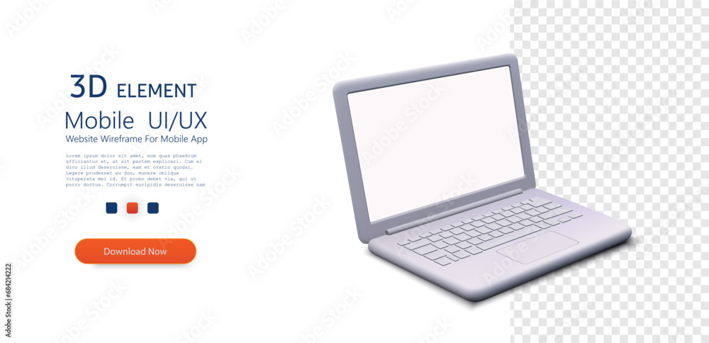 Sleek Laptop with Blank Screen Vector Illustration for Technology ...