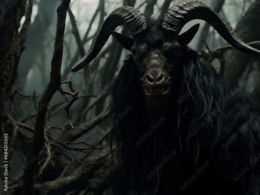 Professional Photo of a Scary Mythical Dark Figure With Big Horns and a ...