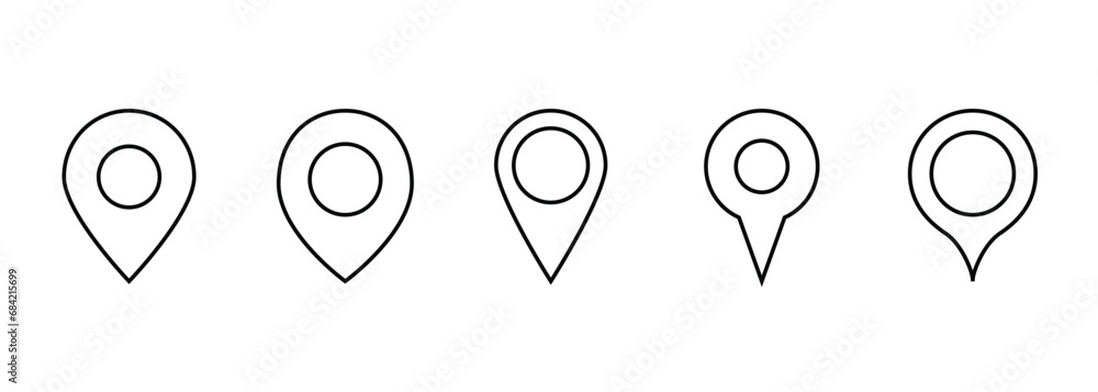 Set Route Related Vector Line Icons. Map with a Pin, Location Route map ...