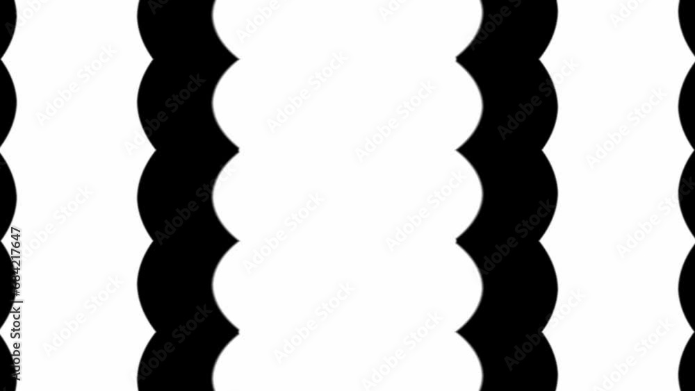 Abstract black and white undulating pattern with vertical rows of ...