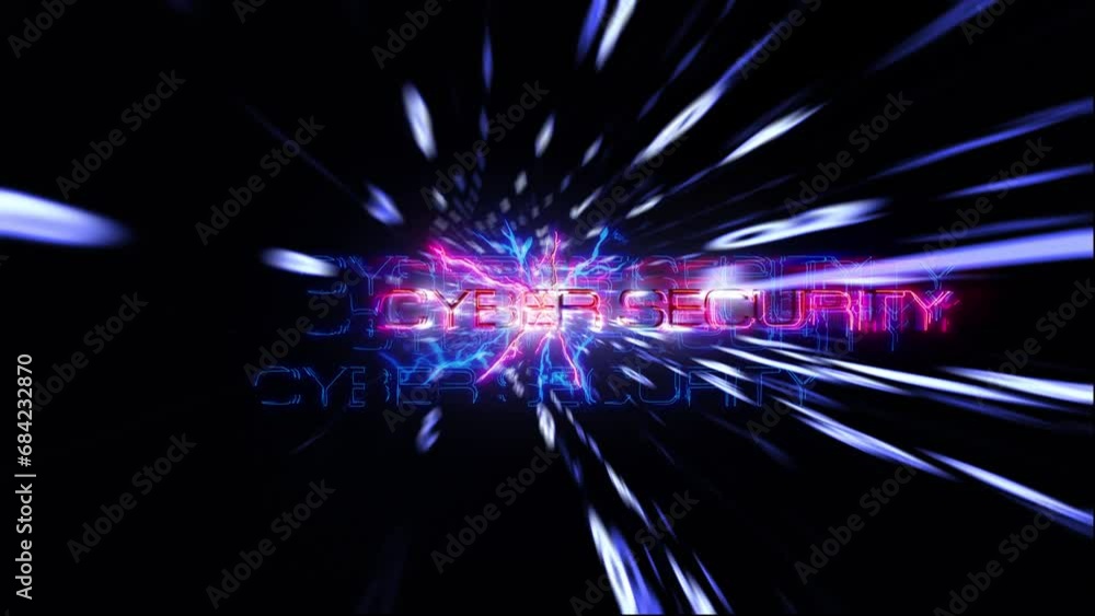 Cyber Security glow neon pink text light motion effect Cinematic Title ...