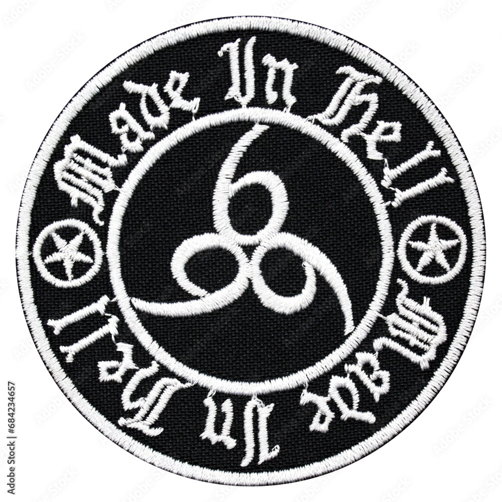 Embroidered patch Made in Hell 666, Baphomet. Occult symbolism. Satan Pentagram. Accessory for ...