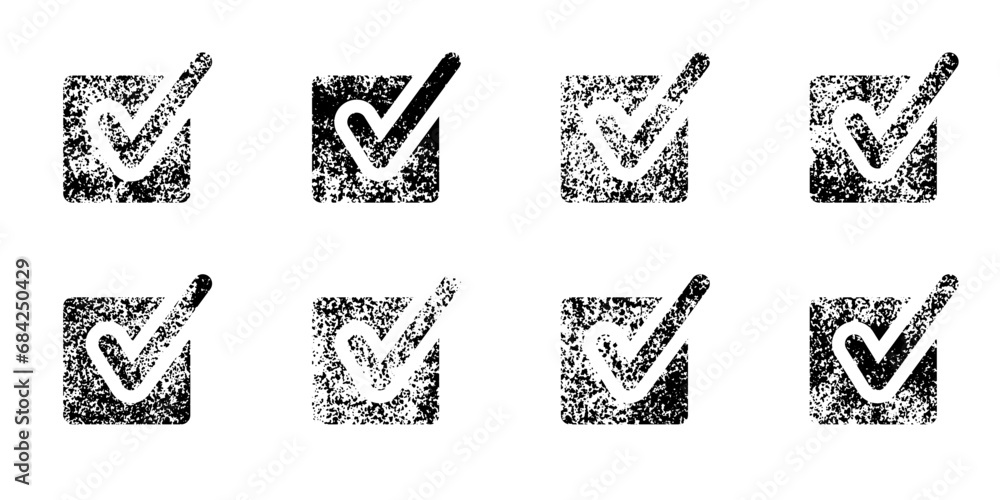 Check Mark Icon Set. Right Choice Rubber Stamp, Correct Symbol ...