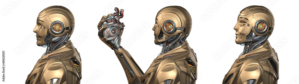 ภาพประกอบสต็อก Detailed futuristic humanoid or sci fi cyborg holding a ...