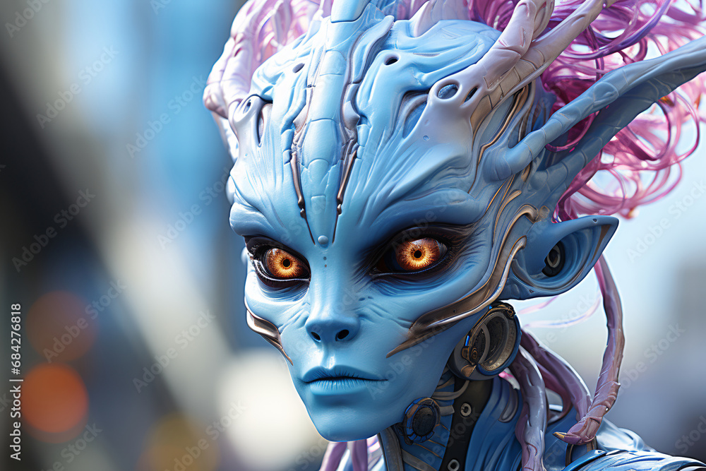 alien, humanoid, space stranger. alien visitor with blue skin an Stock ...