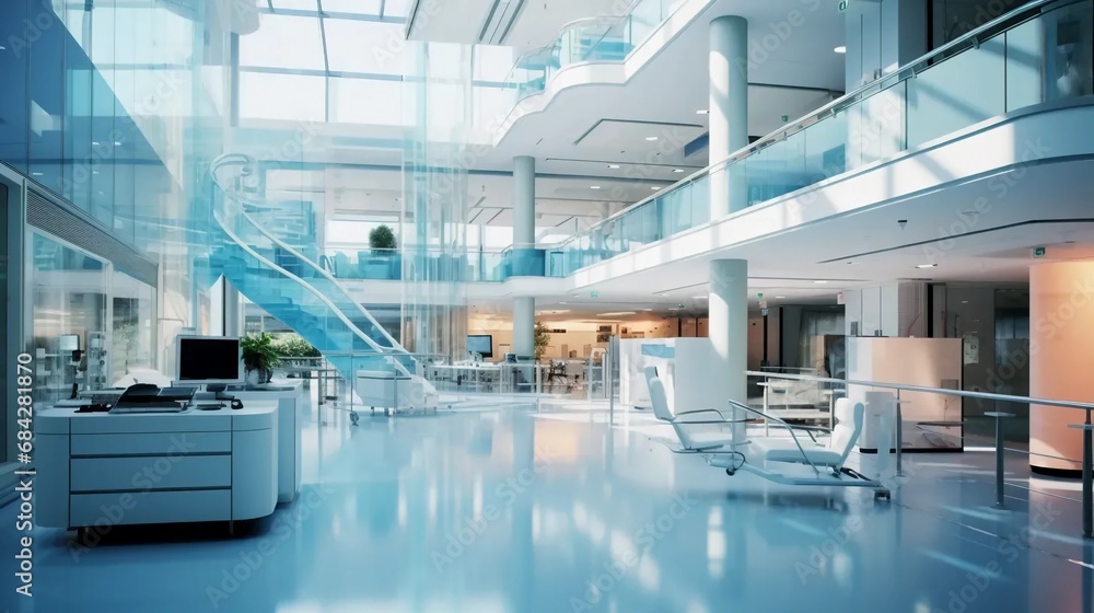 The interior of a modern hospital, a room of a future medical clinic ...