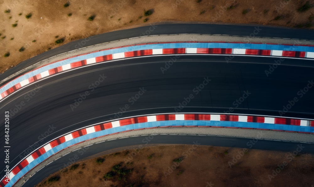 Aerial top view motorsport race asphalt track circuit motor racing ...