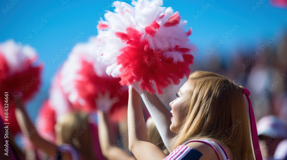 Cheerleader fitness, training and students in cheerleading uniform on a ...