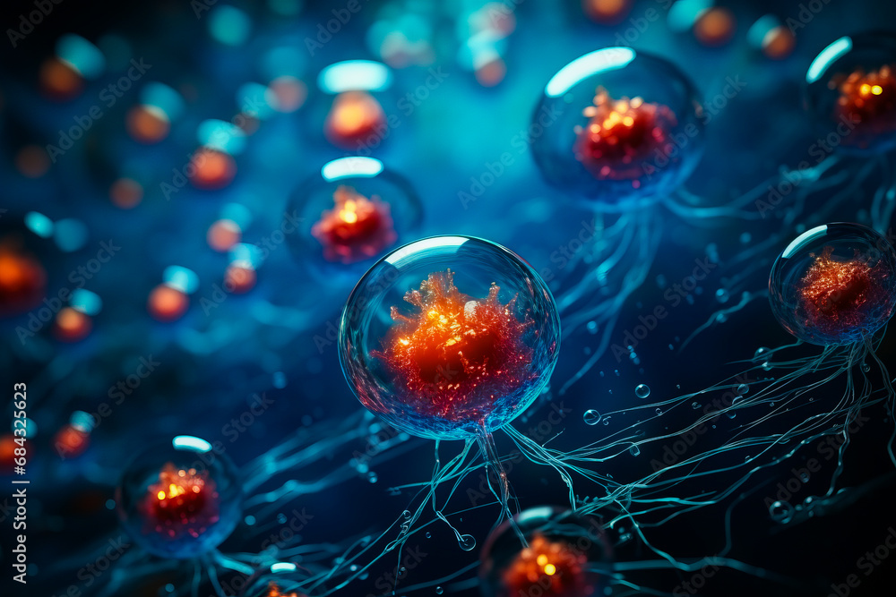 Microscopic organisms within the body, blood channels, bacterial ...