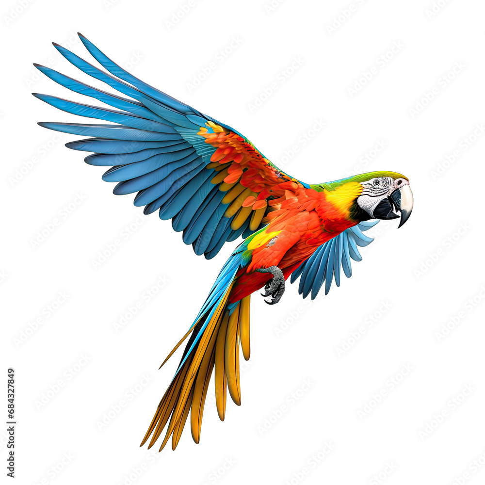 Flying Macaw Parrot. Isolated on a Transparent Background. Cutout PNG ...