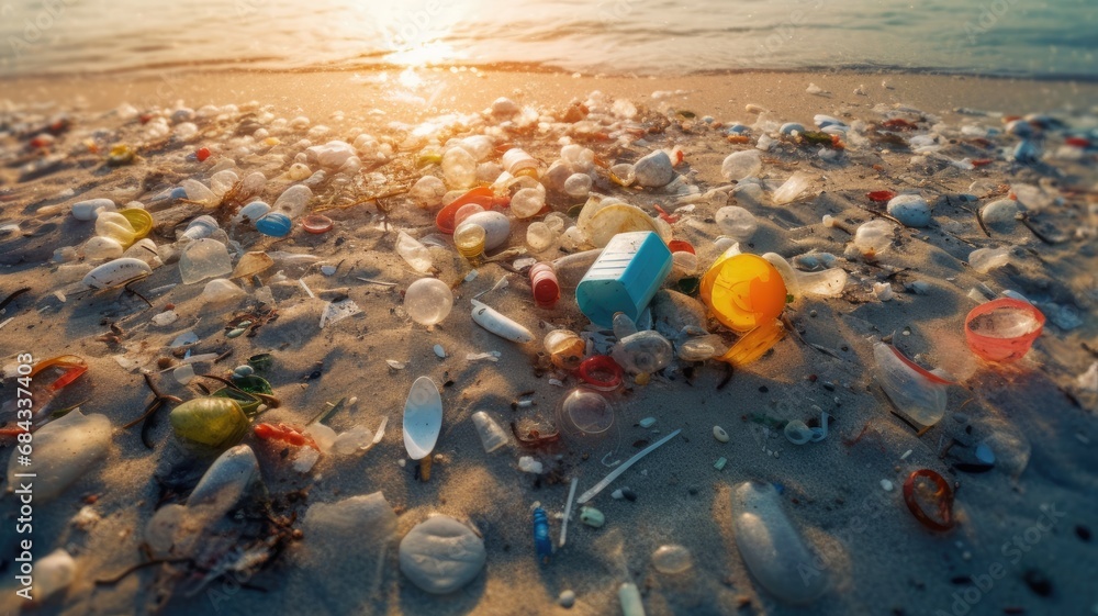 Plastic pollution: Illustrations depict plastic waste floating in ...