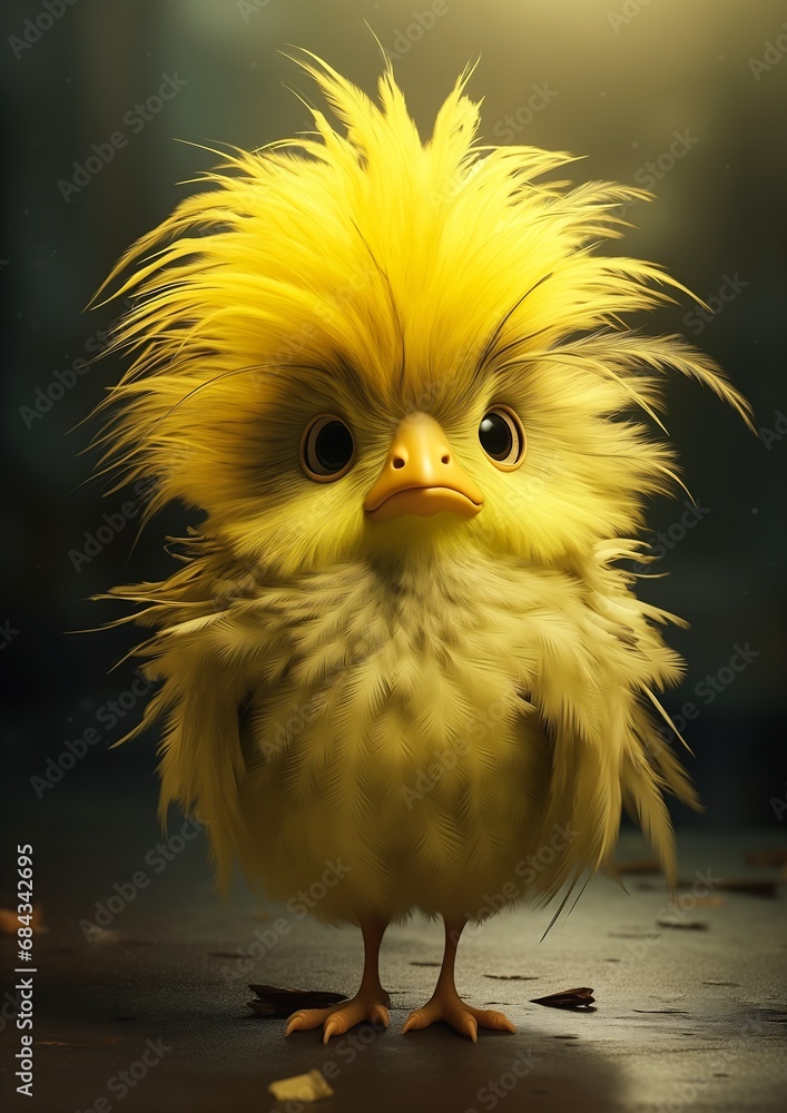 yellow bird long beak big eye gandhi hairstyle morning mood disgusted ...