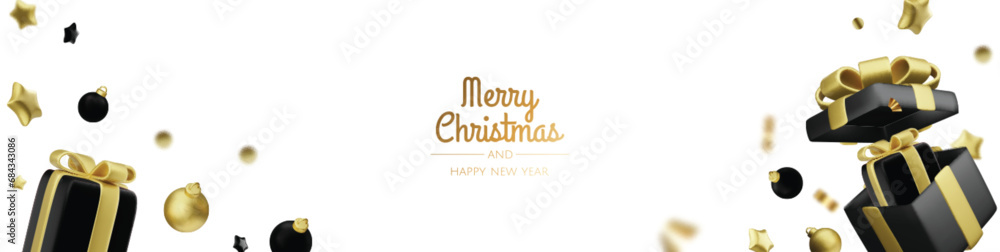 Christmas open gift box template. Christmas design Realistic decorative ...