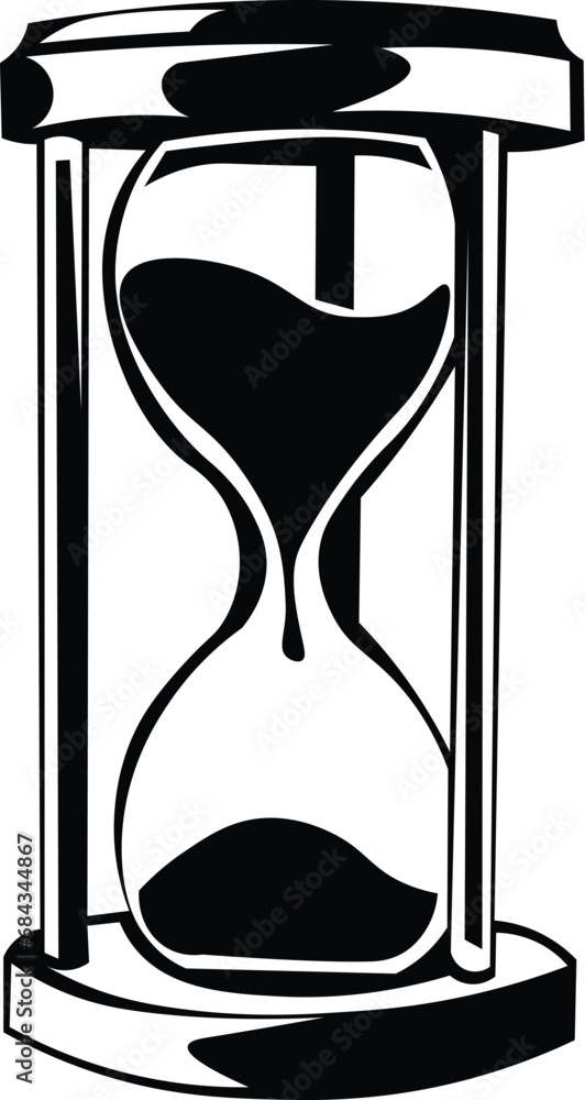 Cartoon Black and White Isolated Illustration Vector Of A Sand Hour ...