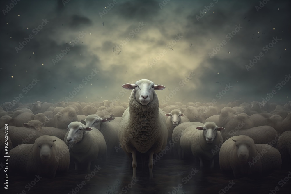 sheep standing large together isolated portrait backdrop blind liberty ...