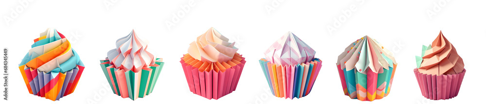 Cupcake muffin in Origami Style on transparent background cutout. PNG ...