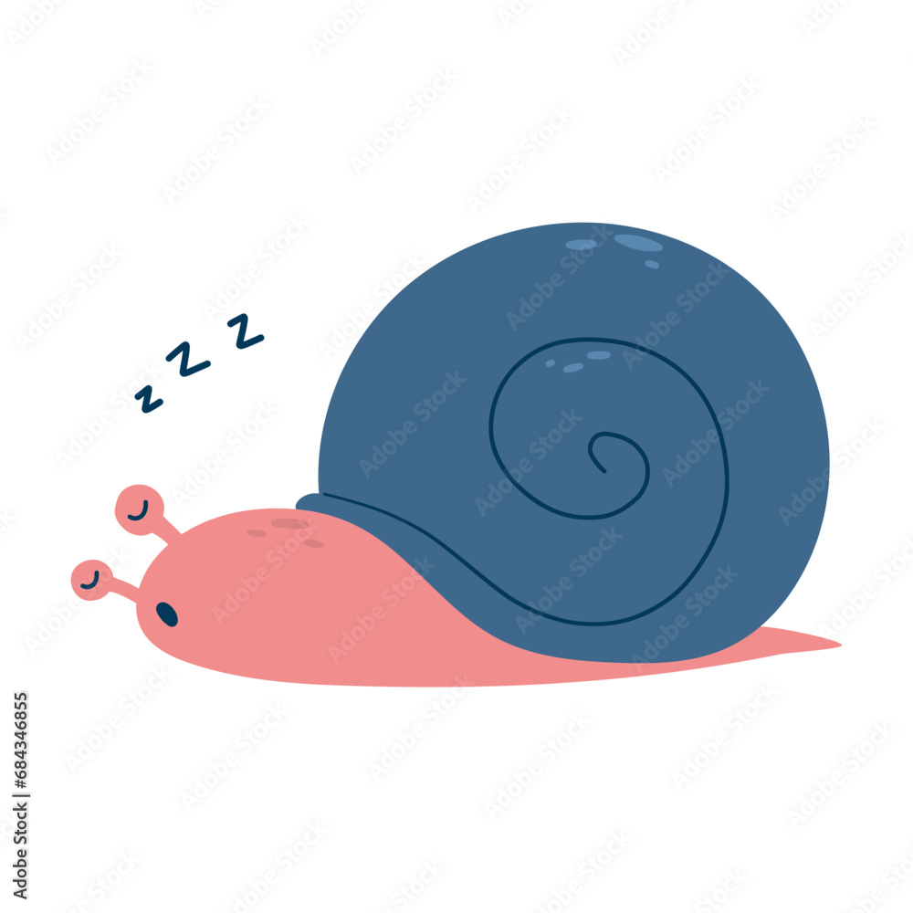 sleeping snail cartoon illustration Stock Vector | Adobe Stock