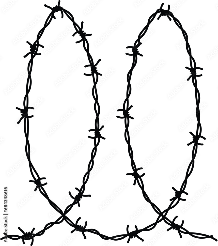 Cartoon Black and White Isolated Illustration Vector Of Barbed Wire ...