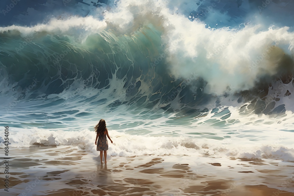 woman standing ocean looking wave insanely book impending fear princess ...