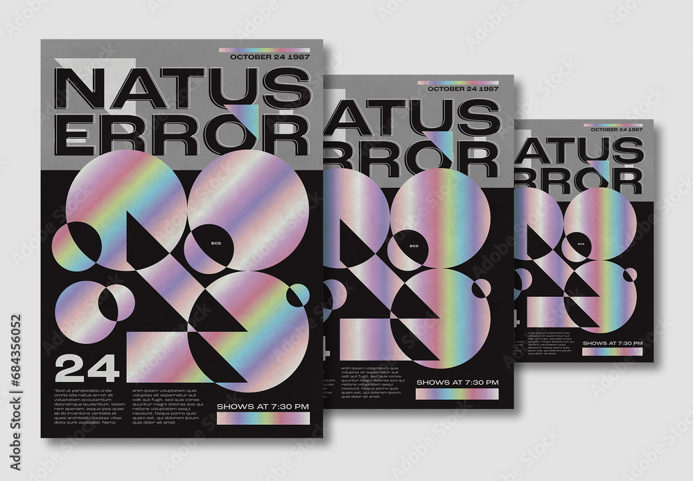Creative Poster Layout Design with Holo Gradient Forms Stock Template ...