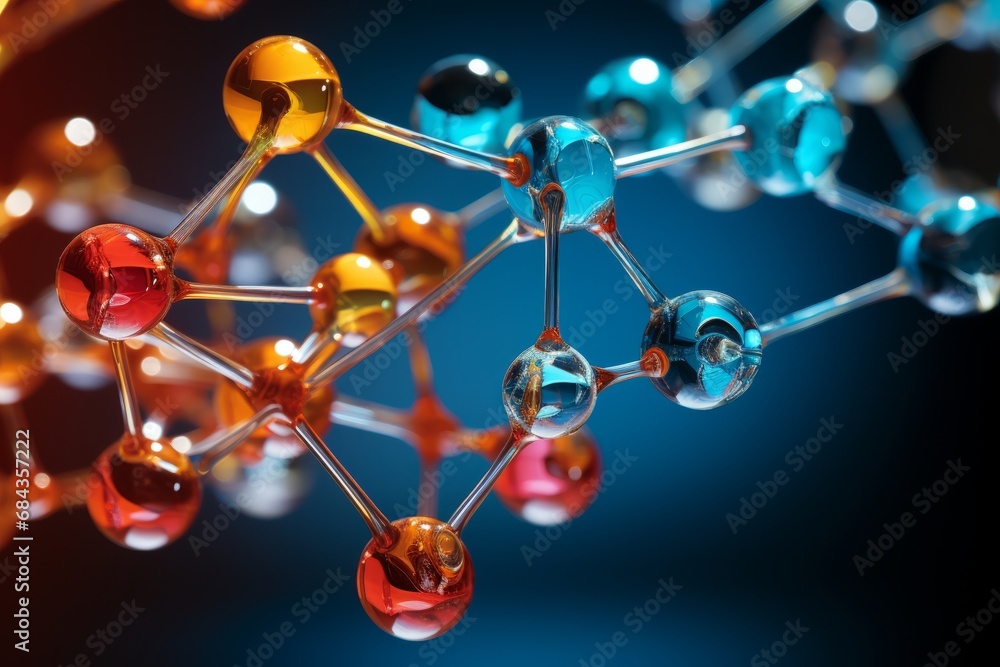 Colorful realistic model of molecule. Scientific image of cell ...