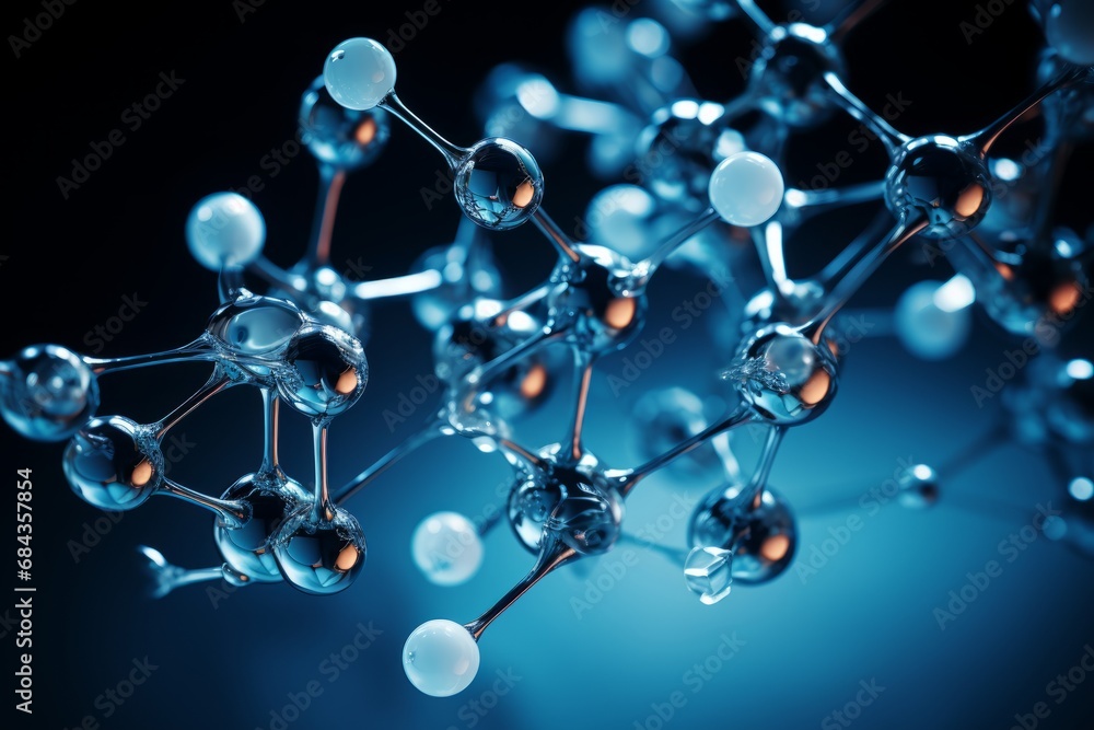 Colorful realistic model of molecule. Scientific image of cell ...