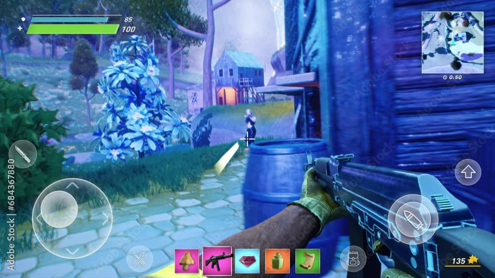 Playing the mockup animation of the fake battle royale shooter mobile ...